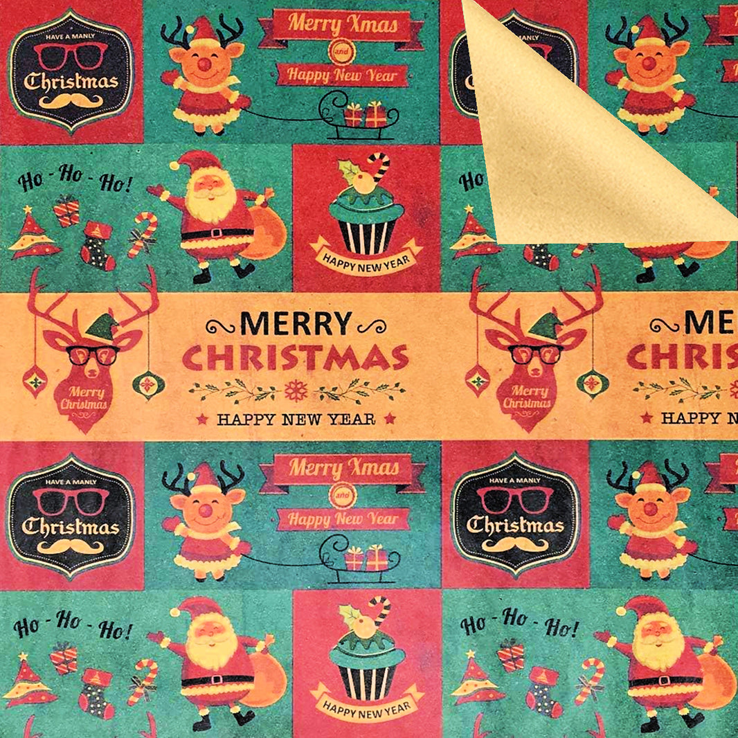 SINGLE ROLLS of Printed Brown Kraft Wrapping Paper for Rustic High Qua ...