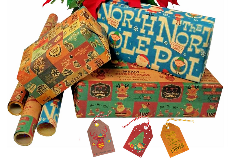 Vintage Wrapping Paper with Matching Pre-Strung Tags and Tape – K-Kraft ...